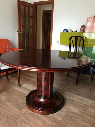 TAVOLO D'EPOCA CON SEDIE IN TESSUTO