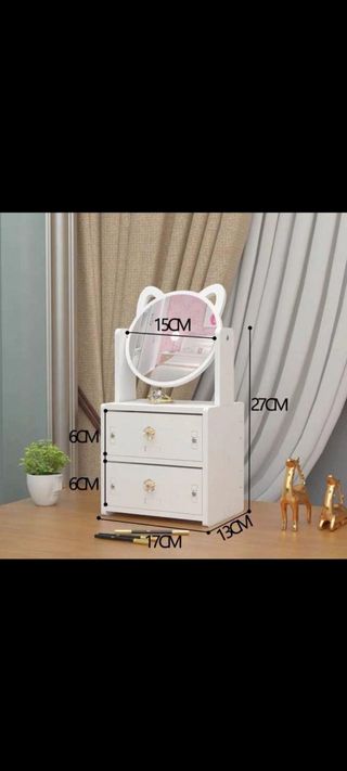 porta trucco in legno con specchio