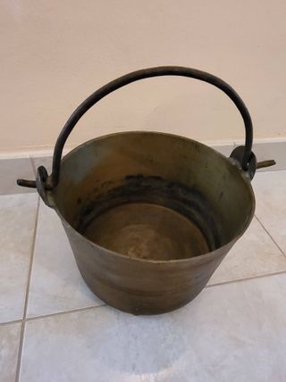 Portavaso vintage in ottone, diametro 22 cm