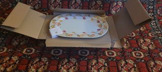 Vassoio Piatto Ovale Thun Fiori Foglie Farfalle