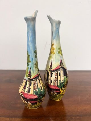 Coppia di vasi di Liani in ceramica di Urbino