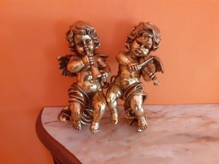 coppia di angioletti barocco color oro