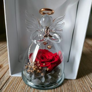 Rosa eterna stabilizzata vera in vetro