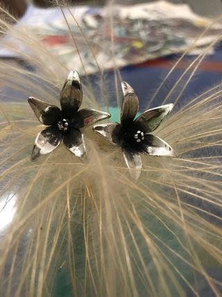 2 fiori decorativi in argento effetto anticato