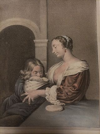 Antica Litografia originale 1860 Nascita di Lutero