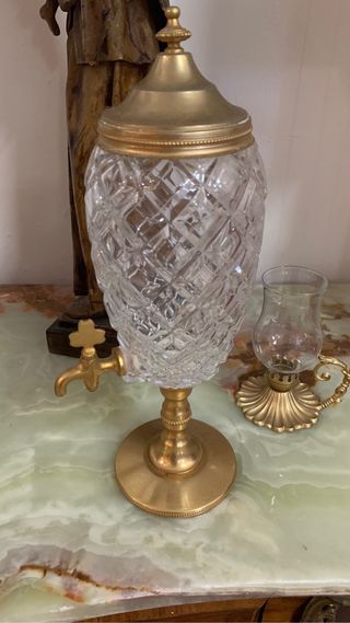 Fontana in cristallo e porta candela Vintage