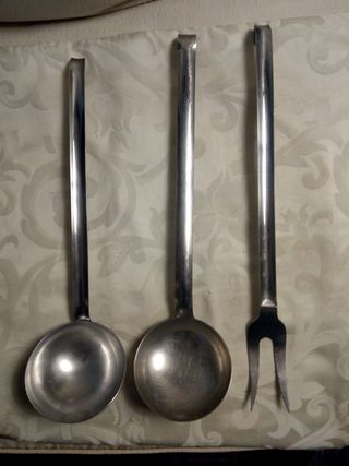 2 Mestoli e 1 Forchettone. Acciaio Inox. Ar-Cas