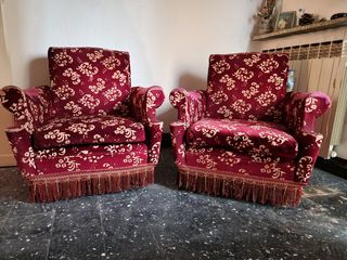 poltrone vintage anni 50 velluto damascato