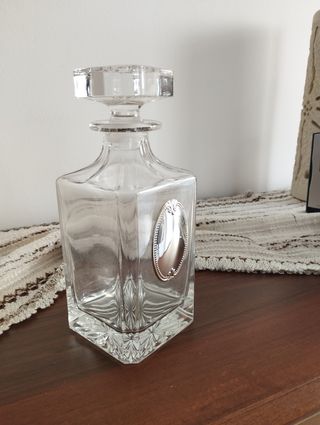bottiglia liquore in cristallo e inserto in argent