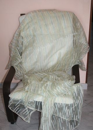 Tendone trasparente panna e verde acqua