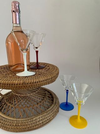 4 Martini glasses colored stem IVV