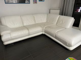 Divano angolare in pelle bianco Châteaux D'Ax