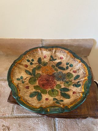 Vassoio Deruta dipinto a mano floreale