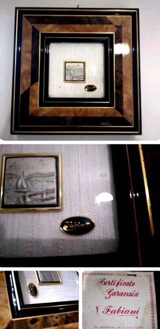 quadro vintage legno e lastra argento Fabiani
