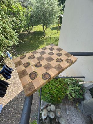 Tagliere battilarda in legno massello a scacchi