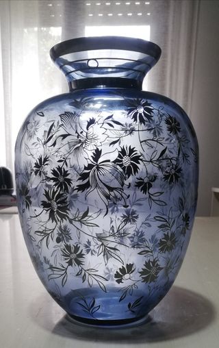 Vaso in Vetro di Murano decorazioni in Argento