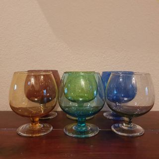 Set 6 bicchieri vintage cognac multicolore