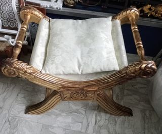 Panca, panchetta in legno intagliato oro 48x74x53h