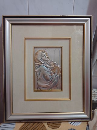 quadro maternita in argento