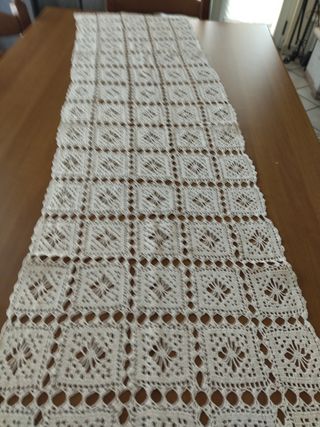 Runner lunghissimo uncinetto color ecrù