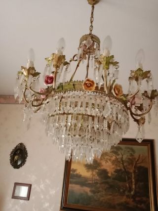 Lampadario in cristallo vintage