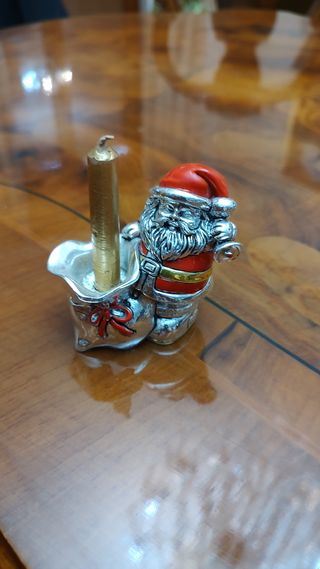 Porta candela in argento 925 Babbo Natale