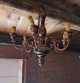 Lampadario in legno anni 60