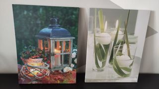 Set 2 pezzi. Quadro leggero con luci led. 30x40