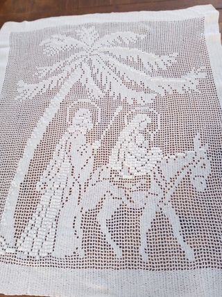 telo uncinetto Sardo a mano bianco