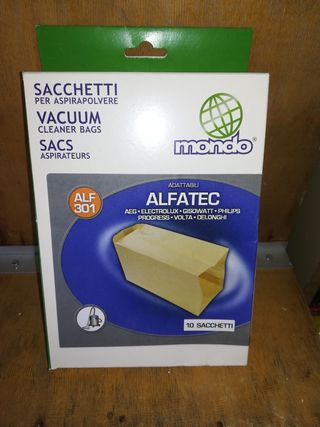 confezione 10 sacchi bidone aspirapolvere alfatec