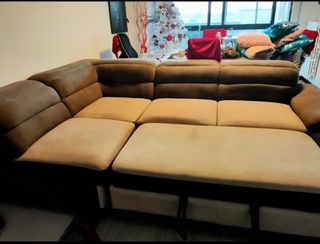 divano letto con 2 pouf estraibile e contenitore
