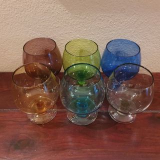 Set 6 bicchieri vintage cognac multicolore