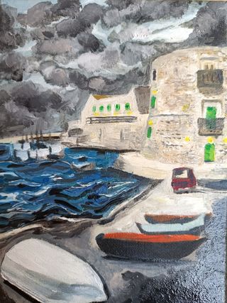 Porto di Giovinazzo (Ba), olio su tela