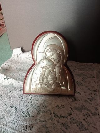 la sacra famiglia in lastra d argento