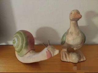 Anatra e Lumaca in legno