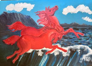 cavalli rossi sulla spiaggia