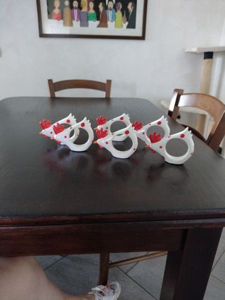 6 porta tovaglioli in ceramica forma di gallina