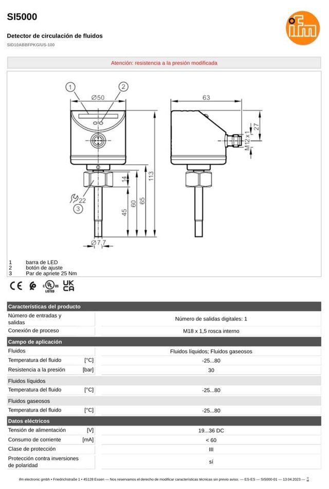 Detector circulación fluidos IFM SI5000 de segunda mano por 300 EUR en ...