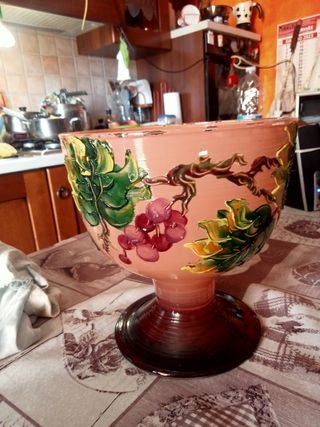 centro tavola portafrutta in vetro intarsiato