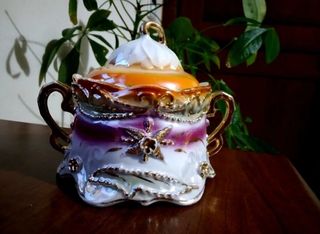 antica zuccheriera Liberty decoro floreale oro zec