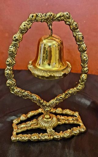 Antica campana da tavolo gong in ottone h.21cm