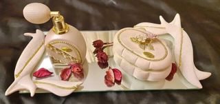 Set toilette Capodimonte: plateau fondo specchio