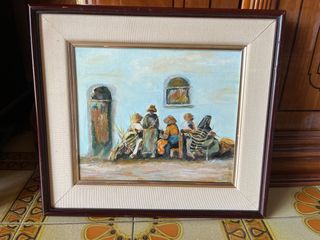 Quadro olio su tela con cornice in legno