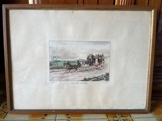 Stampa antica con cornice in legno