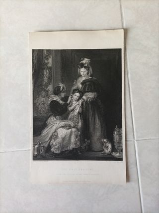 Stampa antica 1850 Ca Il primo orecchino