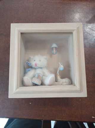 Quadretto nascita in legno e vetro