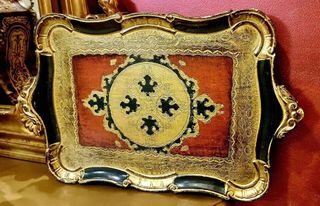 Antico vassoio fiorentino 49x30cm