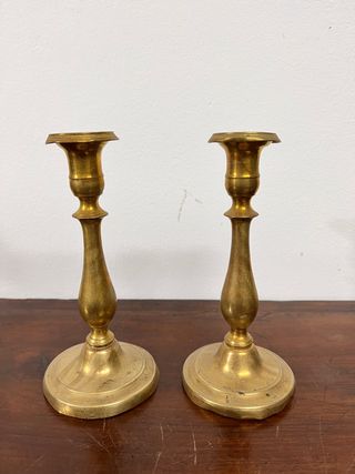 Coppia di portacandele in ottone