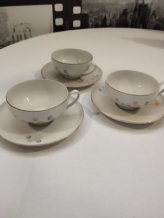 3 tazze da te in porcellana Cecoslovacca