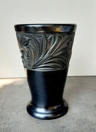 VINTAGE Vaso ceramica nera decorata